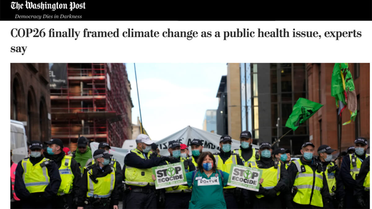 Washington Post: COP26 finally framed climate change as a public health ...